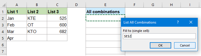 How To List Or Generate all possible combinations In Excel 