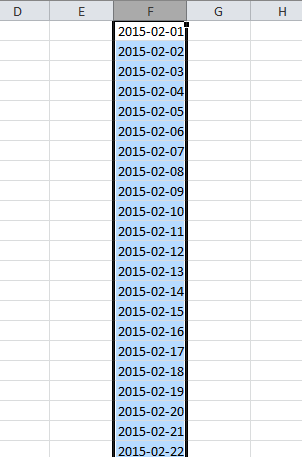 How to list all dates between two dates in Excel?