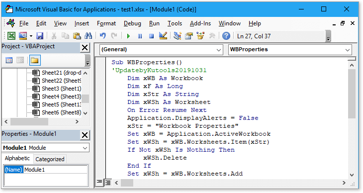 How to list all Excel file’s properties in a sheet?