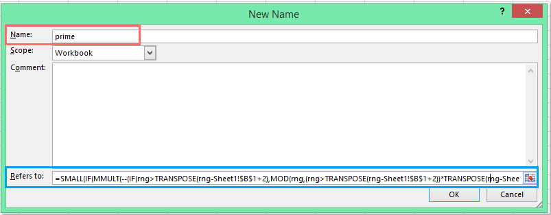 How to generate all prime numbers between two given numbers in Excel?
