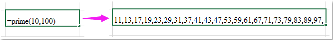 How to generate all prime numbers between two given numbers in Excel?
