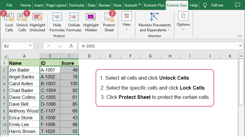 Lås og beskytt celler i Excel – (Enkel trinnvis veiledning)
