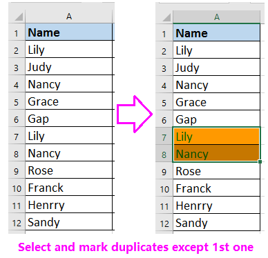 How to mark duplicate values with color in Excel?
