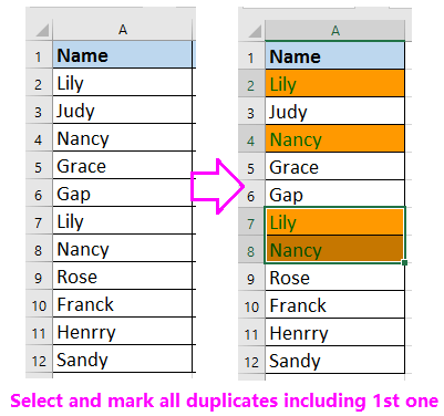 How to mark duplicate values with color in Excel?
