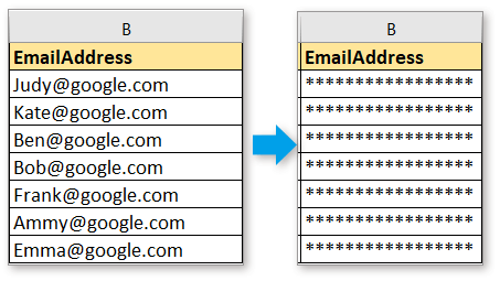 Three methods quickly hide/mask cell contents with asterisk or other ...