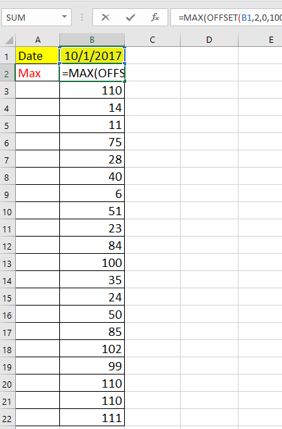 How To Find The Maximum Value In A Dynamic Excel Column