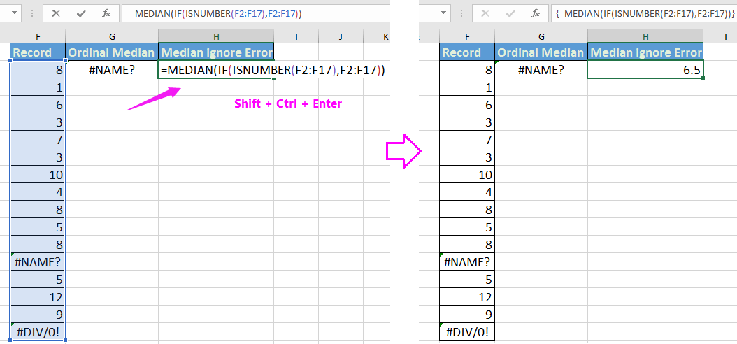 How To Median Values Ignore Zeros Or Errors In Excel 