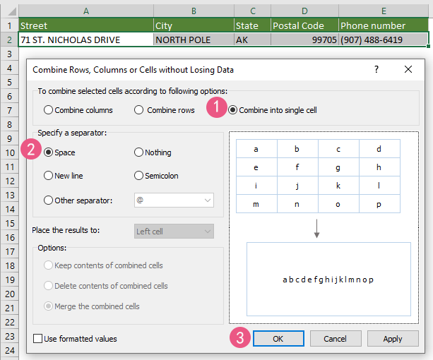 Unisci e combina le celle in Excel (semplice guida passo-passo)