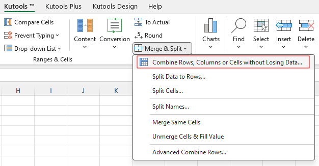 Merge and Combine Columns without Losing Data in Excel