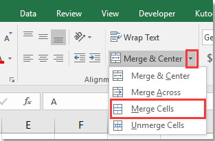 How to merge cells without centering the contents in Excel?