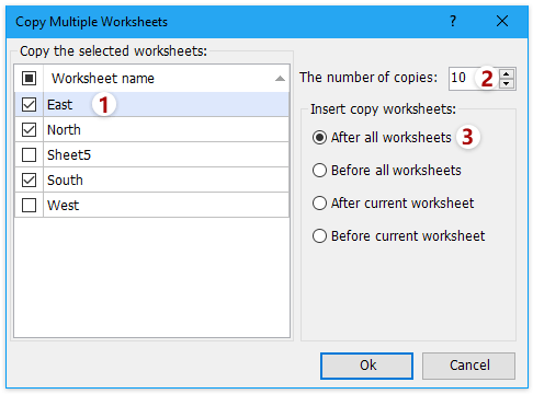 How to copy multiple sheets multiple times in Excel?