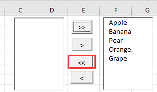 How to quickly move items between two list boxes in Excel?