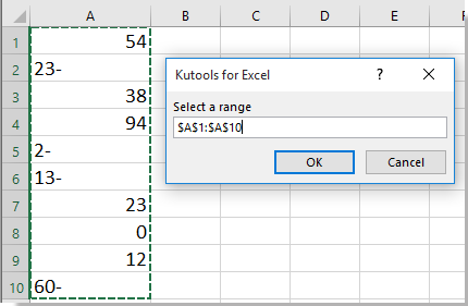 How to move minus sign from right to left/back to front in Excel?