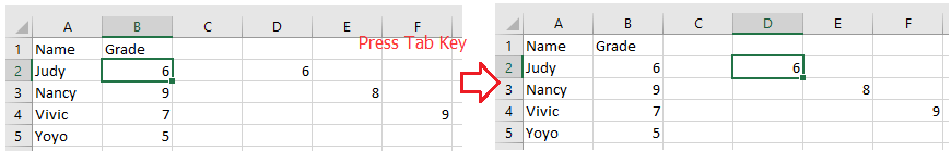 How to directly move to next unprotected cell in Excel?