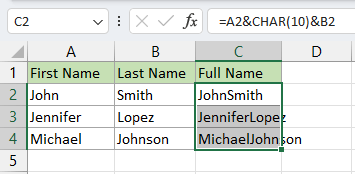 How to go to next line within a cell in Excel (4 methods)