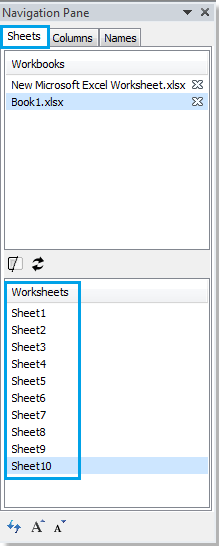 How to list all worksheets and switch sheet with shortcuts in Excel?