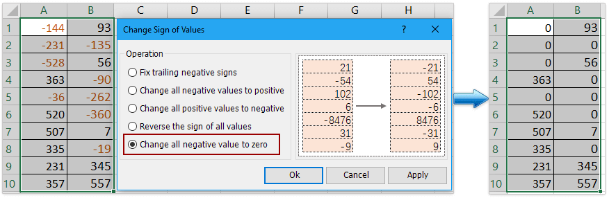 How to change negative numbers to positive in Excel?