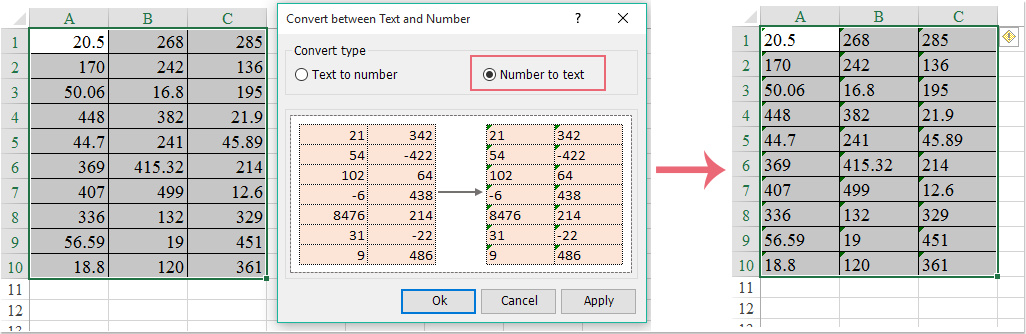 How to change or convert number to text in Excel?