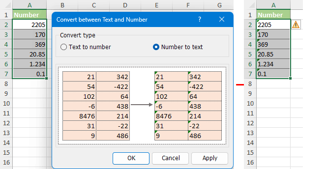 How to change or convert number to text in Excel?