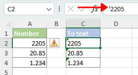 How to change or convert number to text in Excel?