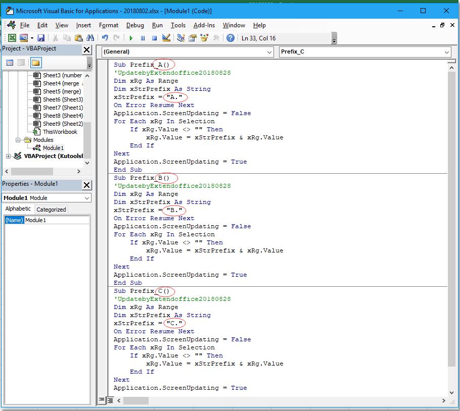 How to numbering the cells with alphabetical letters in Excel?