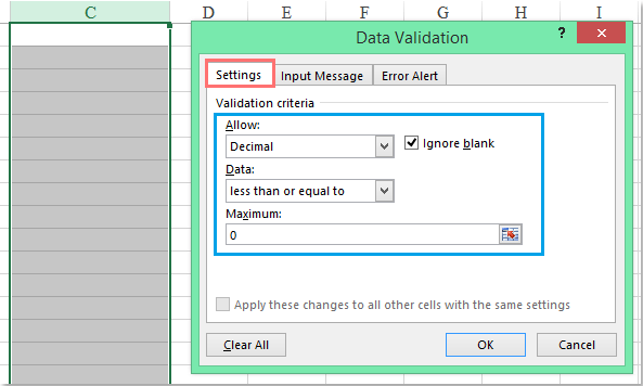 How To Only Allow Negative Numbers In Excel 
