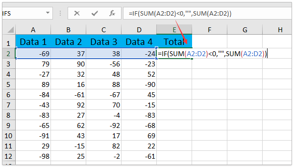 How to only show positive numbers in Excel?