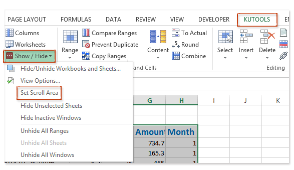 How to only show print area in a worksheet in Excel?
