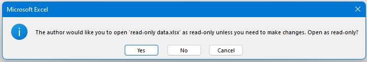 How to force to open as read only in Excel?