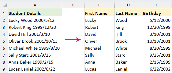 Opposite of Concatenate (split cells) in Excel – 4 easy ways