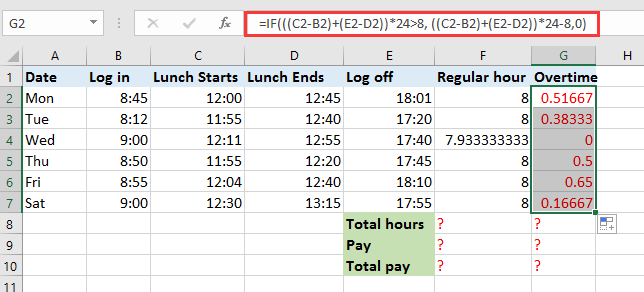 How To Find Overtime Pay In Excel Tutorial Pics