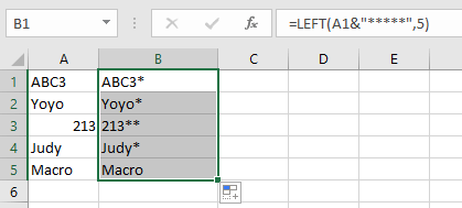 How to pad cells to a fixed length in Excel?