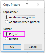 How to easily copy and pasted range or chart as picture in Excel?