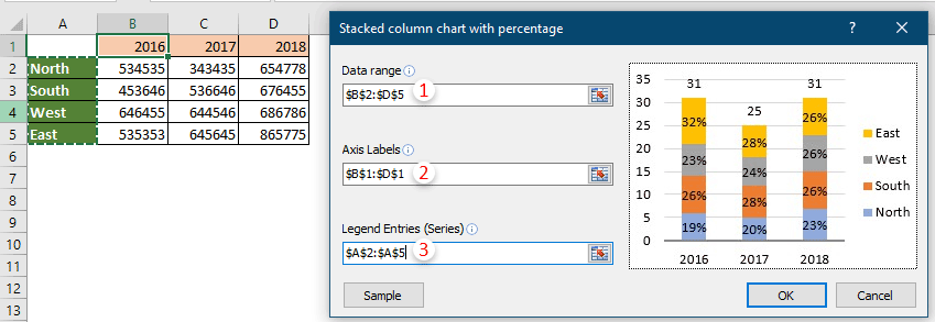 How To Show Percentages In Stacked Column Chart In Excel
