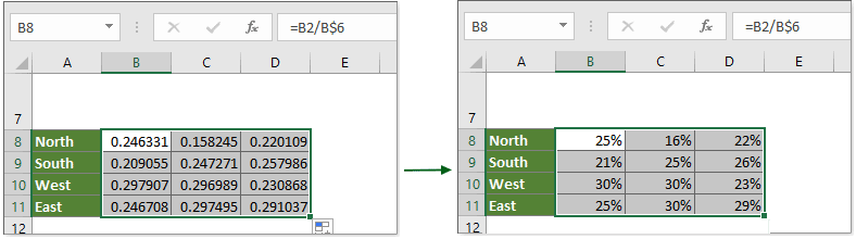 How to show percentages in stacked column chart in Excel?
