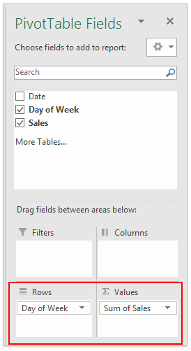 How to group a pivot table by day of week in Excel?