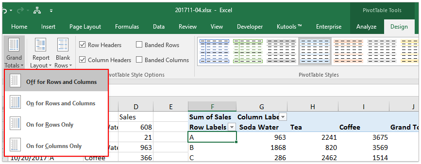 How To Hide Grand Total In An Excel Pivot Table