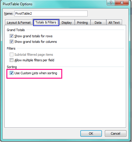 How to sort with custom list order in pivot table?