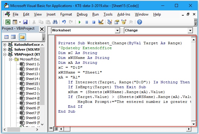 How To Pop Up Message Box If Cell Greater Or Less Than A Specific Value 