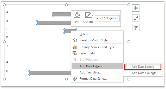 Quickly create a positive negative bar chart in Excel
