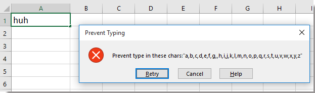 How to prevent lowercase entry in an Excel selection?
