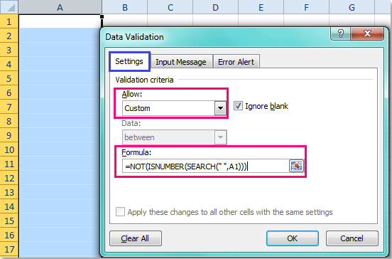 How To Prevent Entering Values With Spaces In Excel