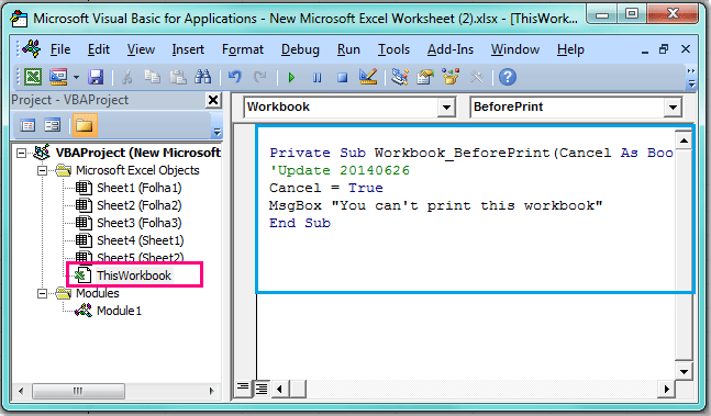 How To Prevent Users From Printing Worksheet