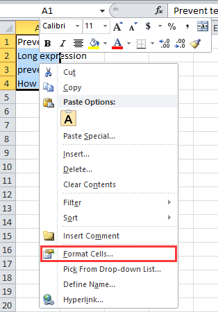 How to prevent text from spilling over to next cell in Excel?