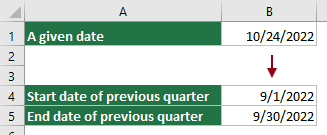 How to calculate the start or end date of previous quarter based on a ...