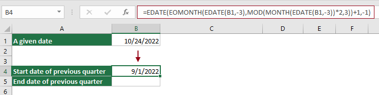 How To Calculate The Start Or End Date Of Previous Quarter Based On A Given Date In Excel 