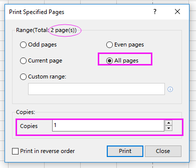 How to print all pages in a sheet or workbook?
