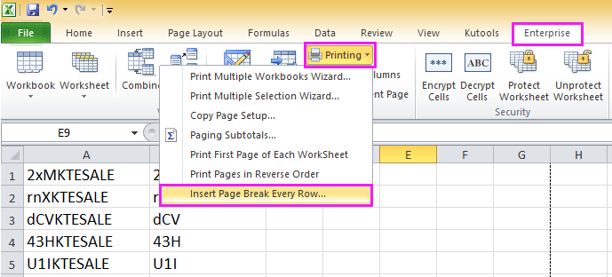 How to print X rows per page in Excel?