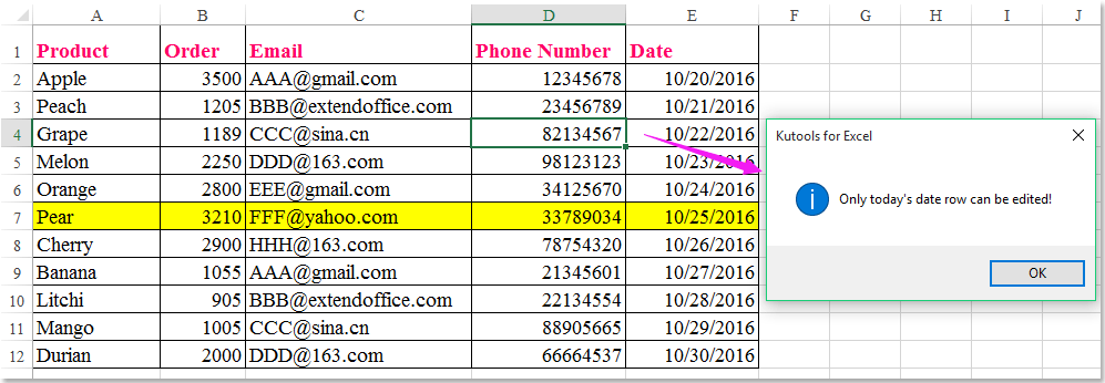 How to protect cells based on date in Excel?