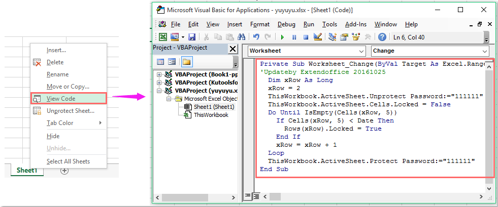 How to protect cells based on date in Excel?